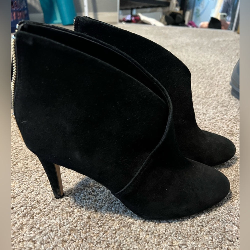 Aldo Black Suede Zip Up Booties - Gem